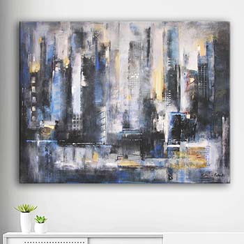 Abstract Cityscape Canvas Art Prints - Abstract Skyline Art Prints ...
