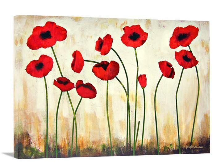 Red Poppy Painting Print on Canvas – Chicago Skyline Art