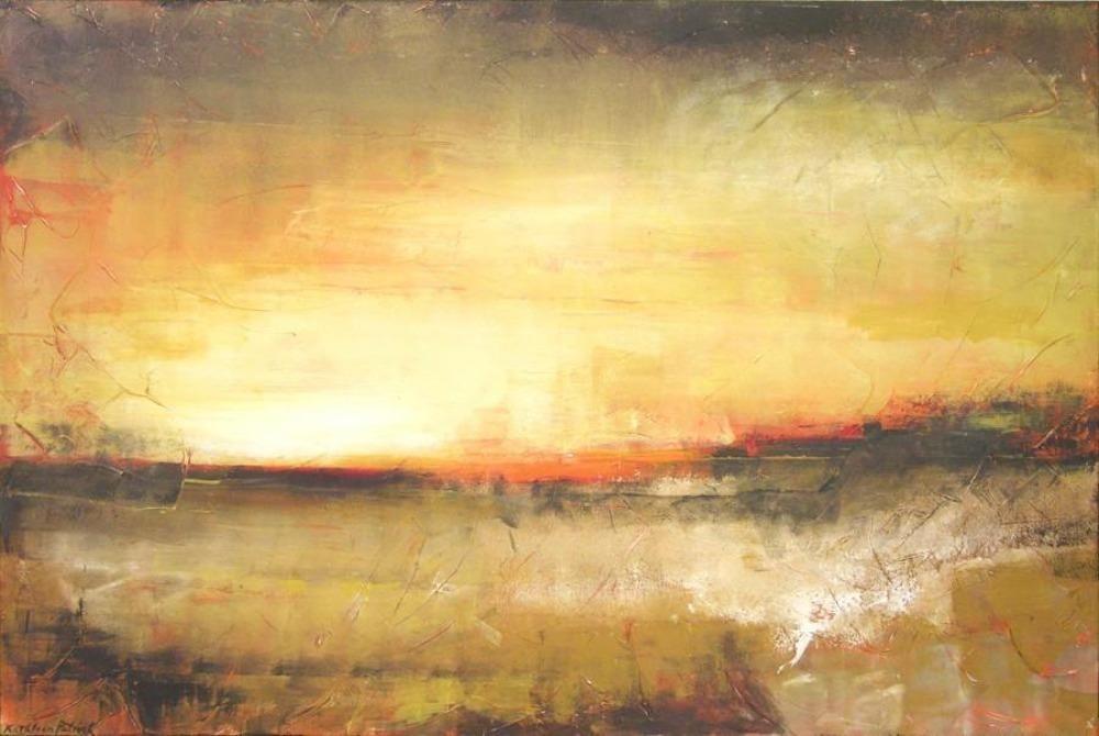Original Art Landscape Late Evening Sunset – Chicago Skyline Art