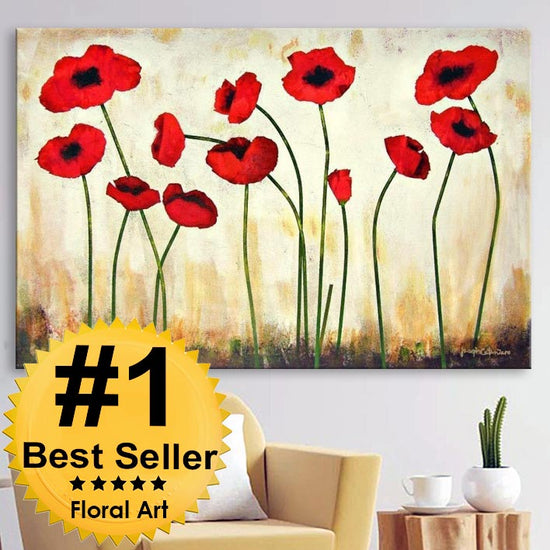 Red Poppy Painting Print on Canvas – Chicago Skyline Art